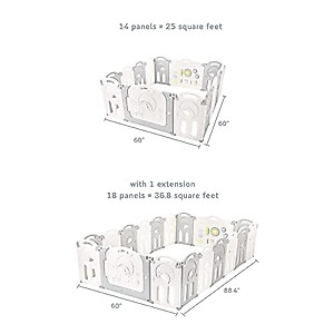 Cloud Castle Foldable Playpen 4-Panel Extension by Fortella (Gray)