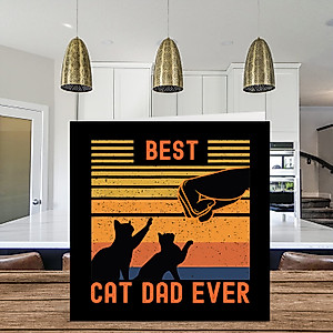 Birthday Cards for Dad from the Cat - Best Cat Dad Ever - Cat Fathers Day Card from Cat for Dad, Funny Cat Dad Papa Pops Gifts, 5.7 x 5.7 Inch Joke Happy Birthday Greeting Cards Gift for Daddy Papa