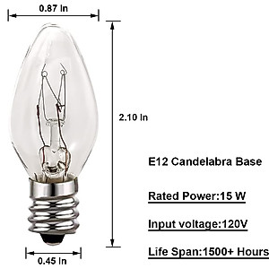 12 Pack, 15 Watt Light Bulbs for Himalayan Salt Lamps & Baskets, Chandeliers, Scentsy & Wax Warmers, E12 Base