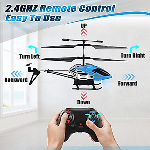 Dolanus RC Helicopters - Remote Control Helicopter Toys: One Key Take-Off/Landing, Automatic Altitude Hold, LED Light & 3.5 Channel Gyro Stabilizer, Flying Toys - Gift for Boys/Girls Kids Adults, Blue