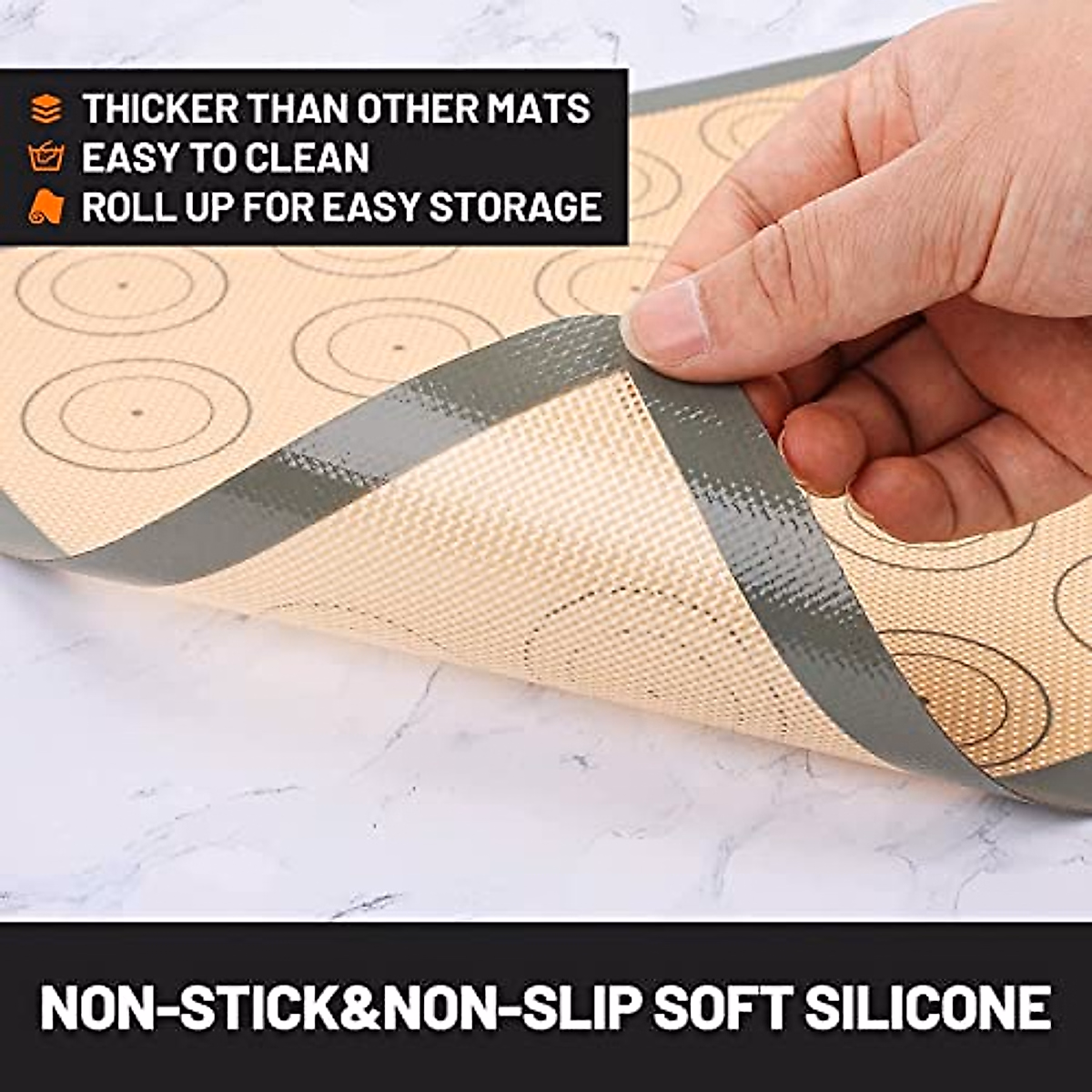 Silicone Baking Mats Set of 7 Reusable Nonstick Macarons Food Safe Half Sheets, Rolling Pin, Dough Scraper, Oil brush, Cookie Cutters, Oven Liner,Fondant/Pie Crust Mat Supplies for All