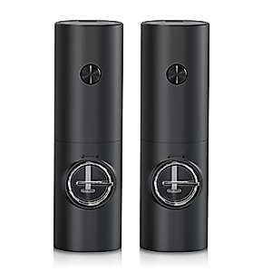 MAEXUS Electric Salt and Pepper Grinder Set, Battery Powered Automatic Pepper&Salt Mill Grinder, LED Light, Adjustable Coarseness (2 Pack)
