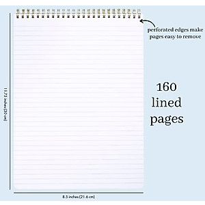 Kate Spade New York Large College Ruled Notebook, Top Spiral Notebook with 160 Pages, 11.75" x 8.5" Writing Pad, Gold Spade Floral