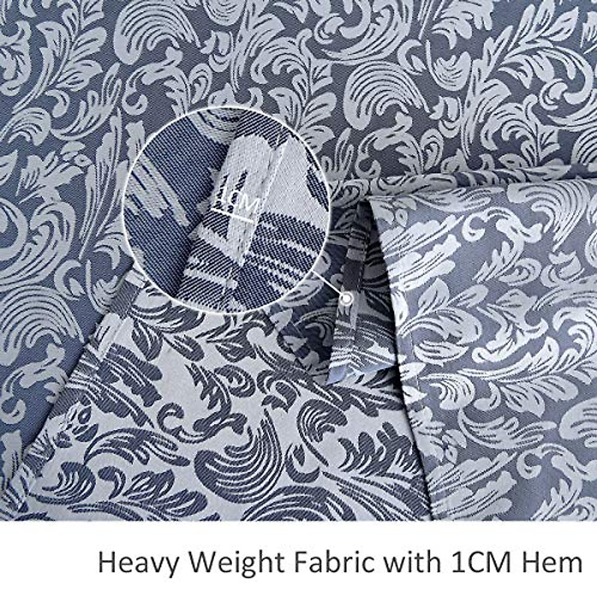 maxmill Jacquard Table Cloth Damask Pattern Spillproof Wrinkle Resistant Oil Proof Heavy Weight Soft Tablecloth for Kitchen Dinning Tabletop Outdoor Picnic Rectangle 52 x 70 Inch Stone Blue