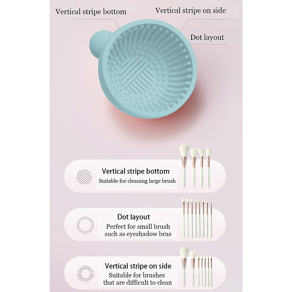 PubconttiMakeup Brush Cleaner Mat，Silicone Make Up Cleaning Brush Scrubber bowl Portable Washing Tool Cosmetic Brush Cleaners for Gir，Easy Clean