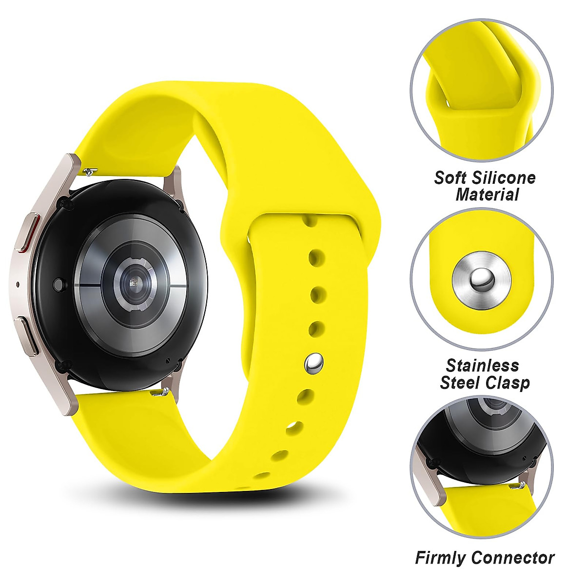 Sport Band for Samsung Galaxy Watch 7/6/5/4/FE Band 40mm 44mm/Galaxy Watch 6 Classic 47mm 43mm/4 Classic 46mm 42mm/Active 2/Watch 5 pro 45mm/3 41mm Women/Men,20mm Silicone Strap Correa Wristbands 4PCS