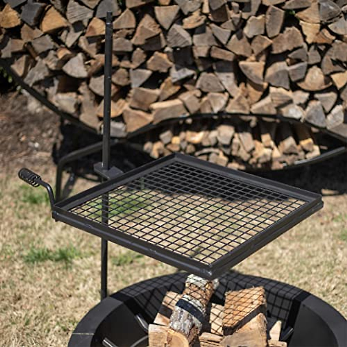 TITAN GREAT OUTDOORS Adjustable Swivel Grill, Steel Mesh Cooking Grate with Spike Pole, Open Fire BBQ Camping Gear