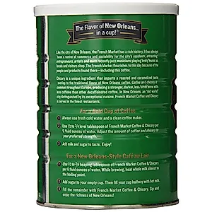 French Market Coffee & Chicory Decaffeinated Medium-Dark Roast Ground Coffee, 12oz Can (Pack of 1)