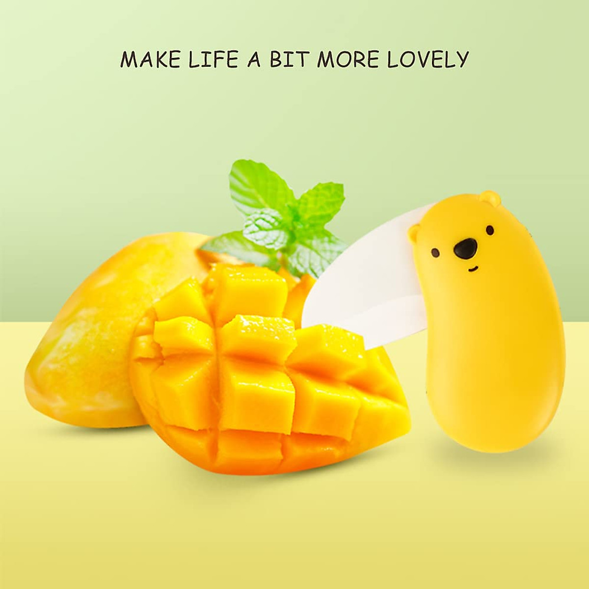 lvoku Mini Fruit Vegetable Ceramic Knife,Little Portable Folding Knives,Fruit Paring Tool,Thanksgiving Day,Christmas Gift,Unique Cute Yellow Bear Gift Ideas for Man Women Mom