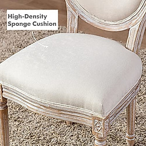 COLAMY French Country Style Dining Chairs Set of 2, Upholstered Tufted Vintage Farmhouse Dining Room Chairs for Living Room, Kitchen, Restaurant, Cafe - Light Beige