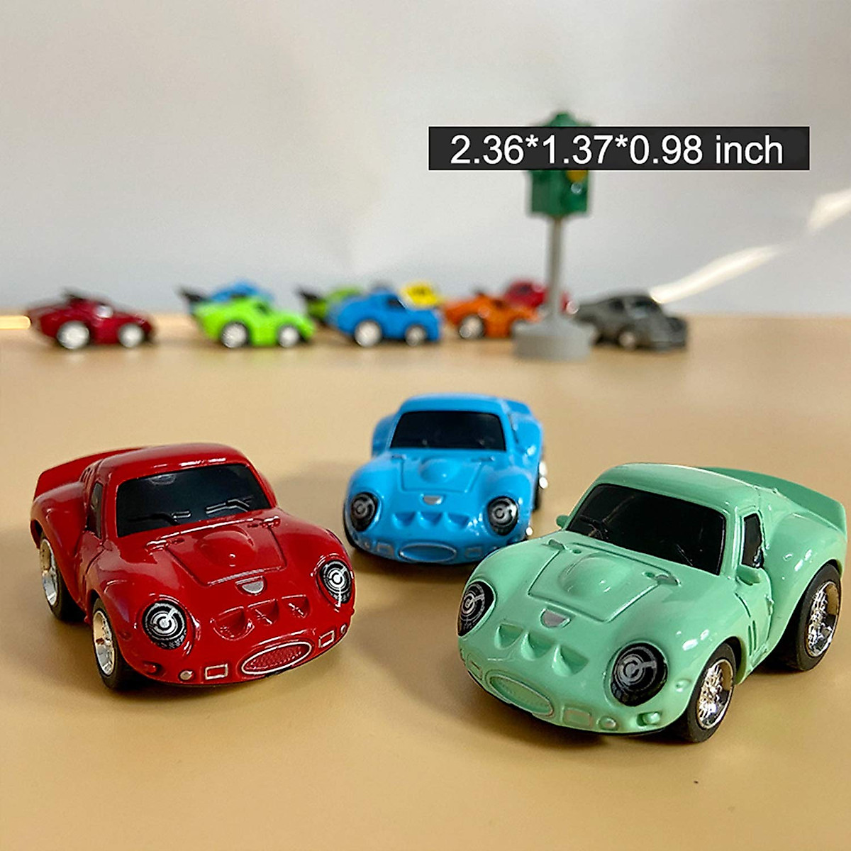Gilumza Pull Back Car Toy, 12 Pack Mini Metal Die-cast Cars Playset, Dino Toys for Boys Girls Toddler Kids 3456 Year Old Race Vehicles