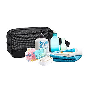 Moyad Mesh Shower Caddy Portable Toiletry Bag Shower Tote College Dorm Room Essentials for Girls Guys Gym Bag Bathroom Shampoo Bags Beach Bag Camping Shower Organizer Hanging Mesh Zipper Bag, Black