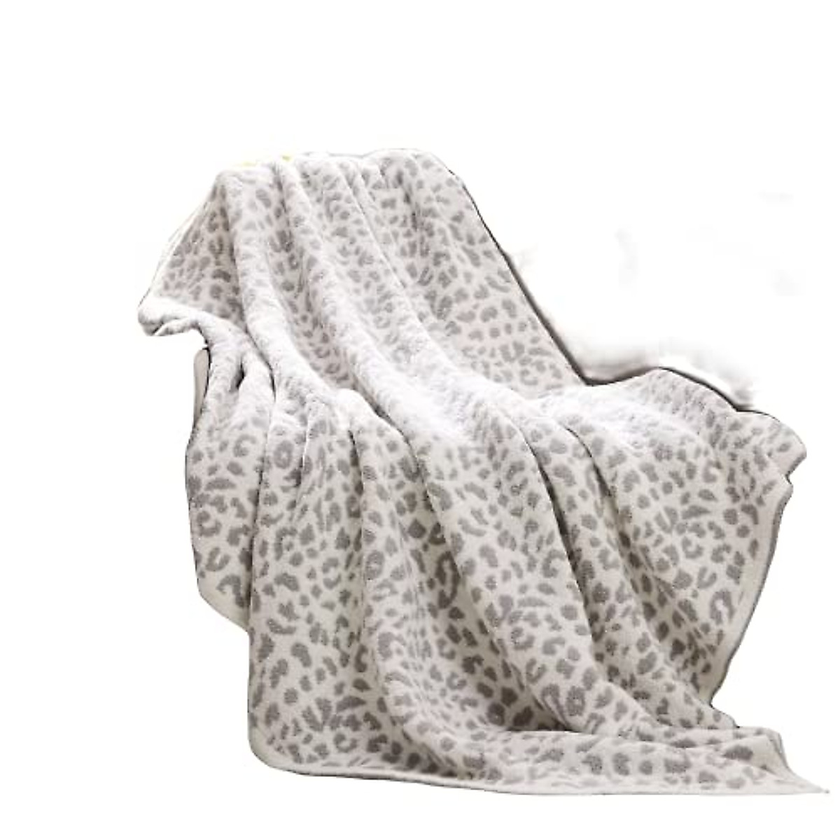 Member's Mark Luxury Premier Collection Cozy Knit Animal Print Throw (Snow Leopard Ivory Gray)