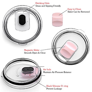 4 Pack 30 oz Magnetic Tumbler Lid Compatible for 30 oz YE-TI Rambler Old Style RT-IC Coffee Tumbler Mugs Ozark Trail Replacement Tumbler Cover With Magnetic Splash Resistant Slider