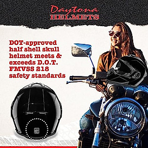 Daytona Glide Helmet - Hi Gloss Black - Lightweight Dirt Bike Helmet with Anti-Scratch Shield - DOT Approved Anti Fog Helmet with Dual Density EPS Liner - Bluetooth Compatible - XL - 4.13 Pounds