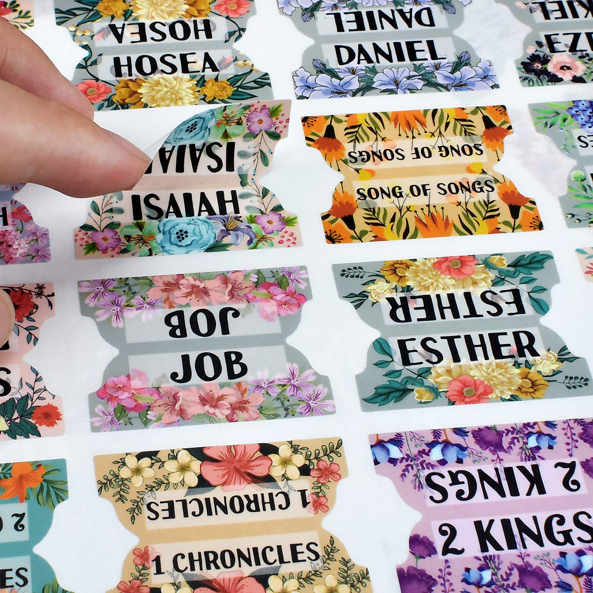 Bible Index Tabs New & Old Testament Tabs Matte Laminated Floral Design - 121 Pcs (Floral)