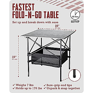 TrailBuddy Folding Camping Table - Aluminum Foldable Table for Tailgating or Camp Site with Carry Bag - Lightweight and Portable for Beach, Picnic, Tailgate & Outdoor Use, 28"x 28" x 28"