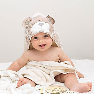 Baby Monthly Milestone Numbers and Words Circles Wooden Signs Baby Photo Props Newborn Birth Announcement Card with a Canvas Drawstring Bag for Pregnancy and Baby