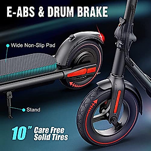 Electric Scooter Adults, 500W Motor Peak 650W,30 Miles Long Range E Scooter for Adults,Max 19Mph Adult Scooter with 10'' Solid Tires, Portable Foldable Adult Commuting Electric Scooter YHR