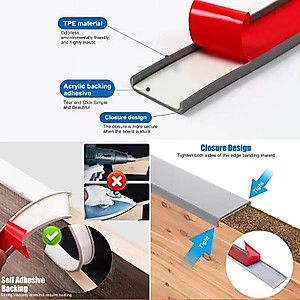 Edge Banding 16.4ft U-Shape Countertop Edge Trim TPE Self Adhesive Veneer Edging Flexible Edge Bumper for Cabinet Repair DUSUYO Furniture Edge Strip (20mm, White)