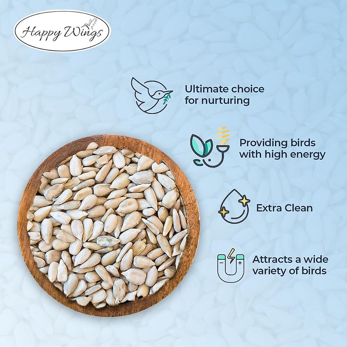 Happy Wings Sunflower Hearts & Chips - Sunflower Kernels and Chips Bird Food- 5 Pounds I No Mess, No Waste Seed| No Grow Seed | Bird Seed for Wild Birds