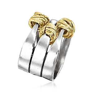 Ross-Simons Two-Tone Sterling Silver Wrapped Station Ring. Size 9