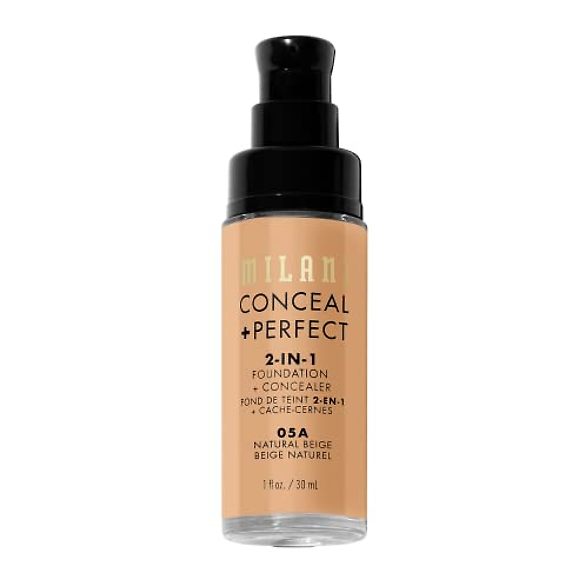 Milani Conceal + Perfect 2-in-1 Foundation + Concealer - Natural Beige (1 Fl. Oz.) Cruelty-Free Liquid Foundation - Cover Under-Eye Circles, Blemishes & Skin Discoloration for a Flawless Complexion