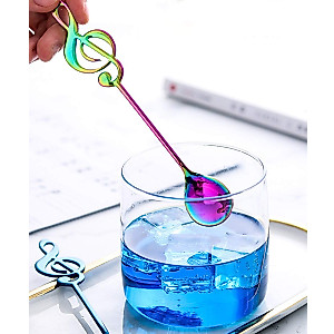 Falytemow Music Note Design Spoons 304 Stainless Steel Creative Cute Teaspoons for Coffee Tea Dessert Drink Mixing Milkshake Spoon Tableware Set of 8