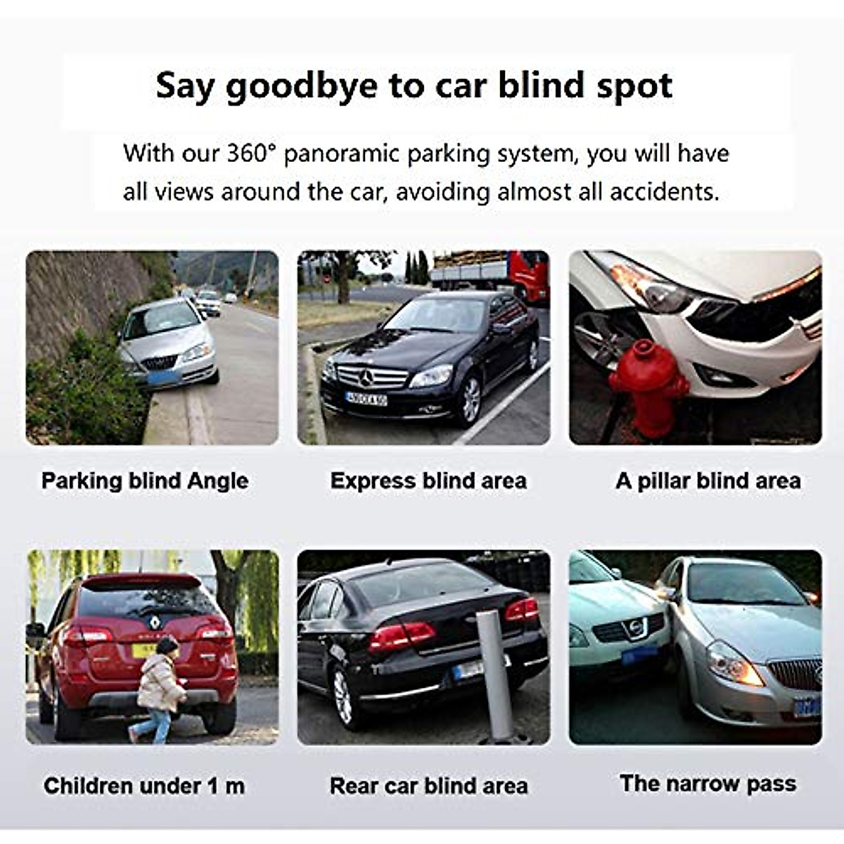 WeniChen 360 Degree Bird View Car Parking Assistance Panoramic View All Round 4 HD Camera System with DVR Parking Monitoring Driving Record for All Car