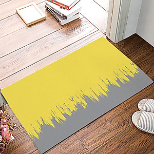 Yellow and Grey Oil Painting Texture Indoor Doormat Bath Rugs Non Slip, Washable Cover Floor Rug Absorbent Carpets Floor Mat Home Decor for Kitchen Bedroom Modern Contemporary Abstract Art (16x24)