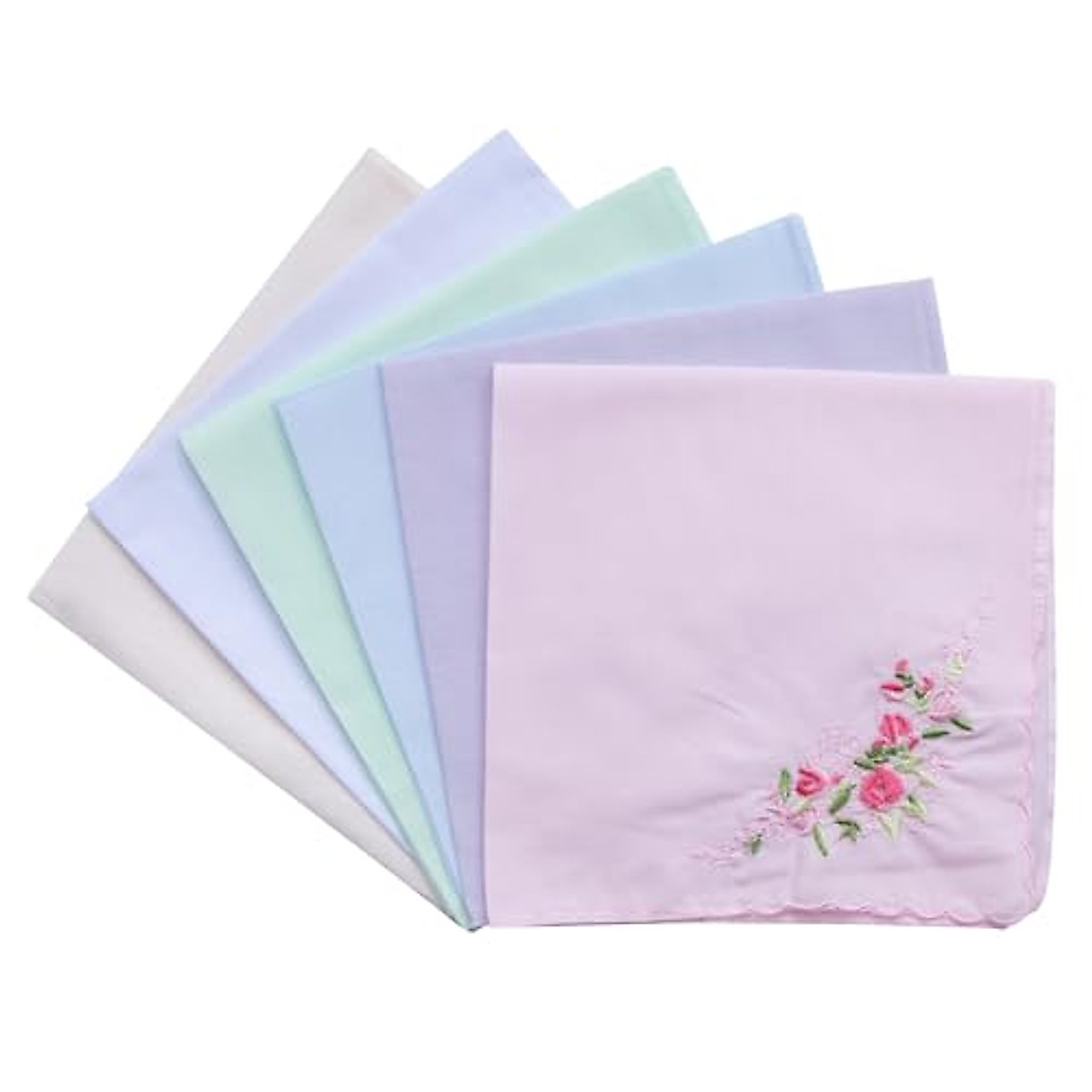 La closure Vintage Floral Cotton Embroidered Ladies Handkerchiefs 6PCS