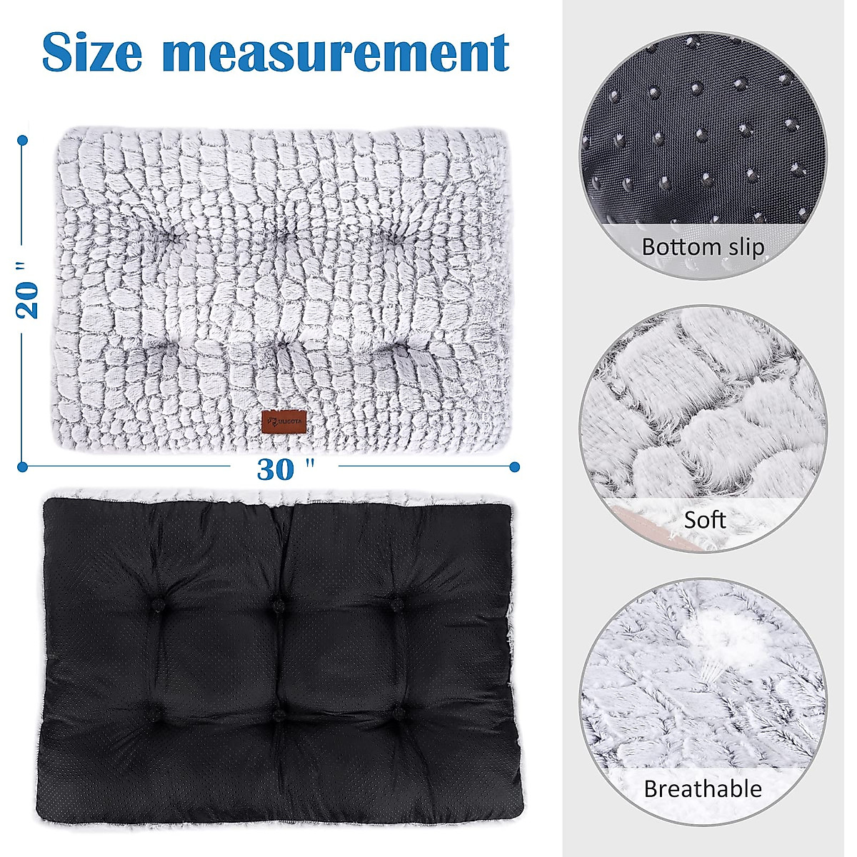 ULIGOTA Dog Bed Crate Pad Plush Dog Crate Mat for Small Medium Large Dogs Soft Dog Bed Anti Slip Fulffy Comfy Kennel Pad