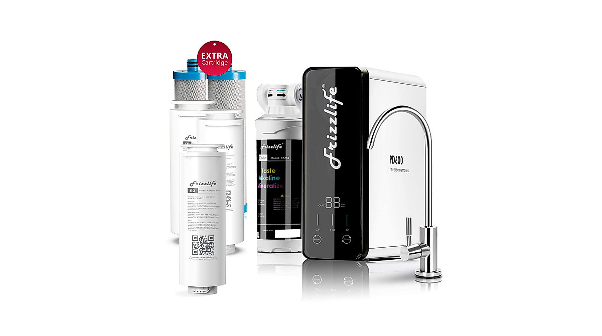 Frizzlife RO Water Filtration System - 600 GPD Tankless & Alkaline