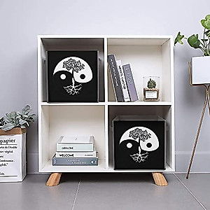 Tree of Life Yin Yang Collapsible Storage Bins Basics Folding Fabric Storage Cubes Organizer Boxes with Handles