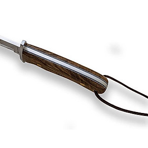 Joker Bowie CN96 Hunting Knife. Knife with Walnut Wood Handle and Full Tang Stainless Steel Mova Blade of 5.7 inches. Includes brown leather sheath