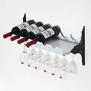Creative Simplicity Wrought Iron Metal Mounted Hanging Wine Glass Hanger Organizer Rack Mug Cabinet Holder J1117, PIBM, Black
