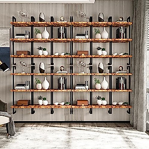 FUSUNBAO Floating Shelves, Wall Shelves for Living Room,Bathroom,Kitchen,Bedroom,3-Tier Shelves for Books/Storage/Wall Decor with 50lbs Capacity(Antique Brown 16inch)