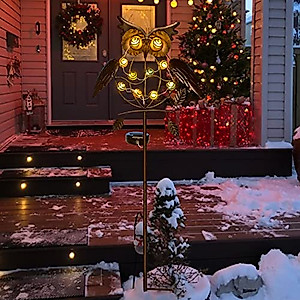 TAKE ME Owl Garden Solar Lights Outdoor, Solar Powered Stake Lights Great Gifts - Metal OWL LED Decorative Garden Lights for Walkway,Pathway,Yard,Lawn (Bronze)