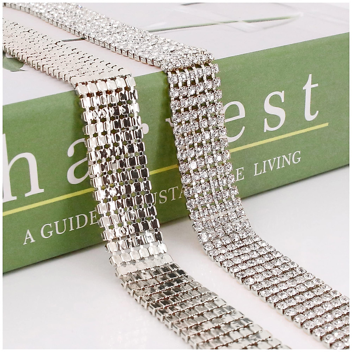 jascaela Women's Crystal Belt Metal Waist Chain Sparkle Rhinestone Decorated Skinny Waistband Dress Accessories Silver