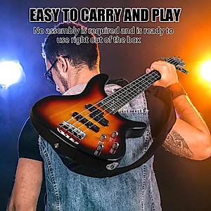 Ktaxon 4 String Electric Bass Guitar, Full Size Standard Right Handed Rosewood Fingerboard Beginner Kit with Cable Wrench Tool (Sunset)