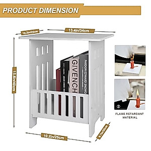 JNTKE Rectangular Side Table, End Table with Storage Shelf 13.4"x10.2"x15.8" Small Bedside Table Night Stand for Living Room Couch Sofa Bedroom Balcony Home Office