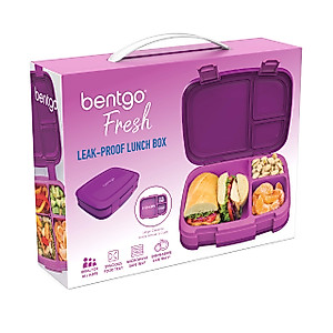 Bentgo® Fresh – Leak-Proof, Versatile 4-Compartment Bento-Style Lunch Box with Removable Divider, Portion-Controlled Meals for Teens and Adults On-The-Go – BPA-Free, Food-Safe Materials (Purple)