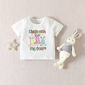 Noubeau Infant Baby Girl Easter Outfits Bunny Rabbit Print T-Shirt Tops Leopard Bloomer Shorts Bow Headband Summer Clothes (Turquoise, 6-9 Months)