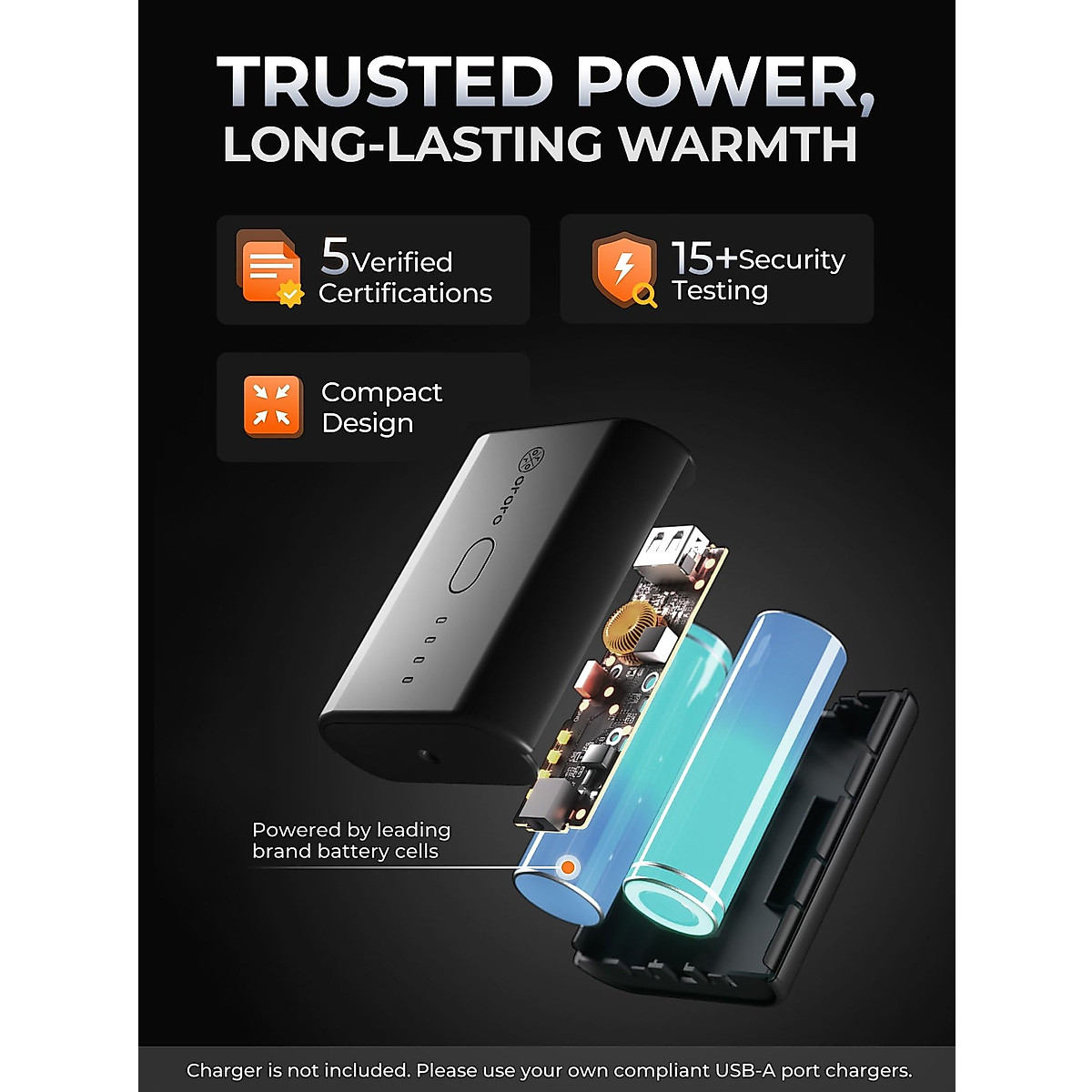 ORORO Men's 4 Heat-Zone Heated Jacket with Battery, Soft Shell Heated Jacket with Detachable Hood (Black/Blue, 2XL) (Charger Not Included)