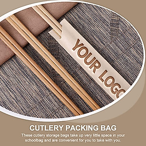 Cabilock 100Pcs Disposable Chopsticks Bags Paper Cutlery Holder for Kitchen Restaurant Spoon Chopsticks Flatware Holder Sleeve