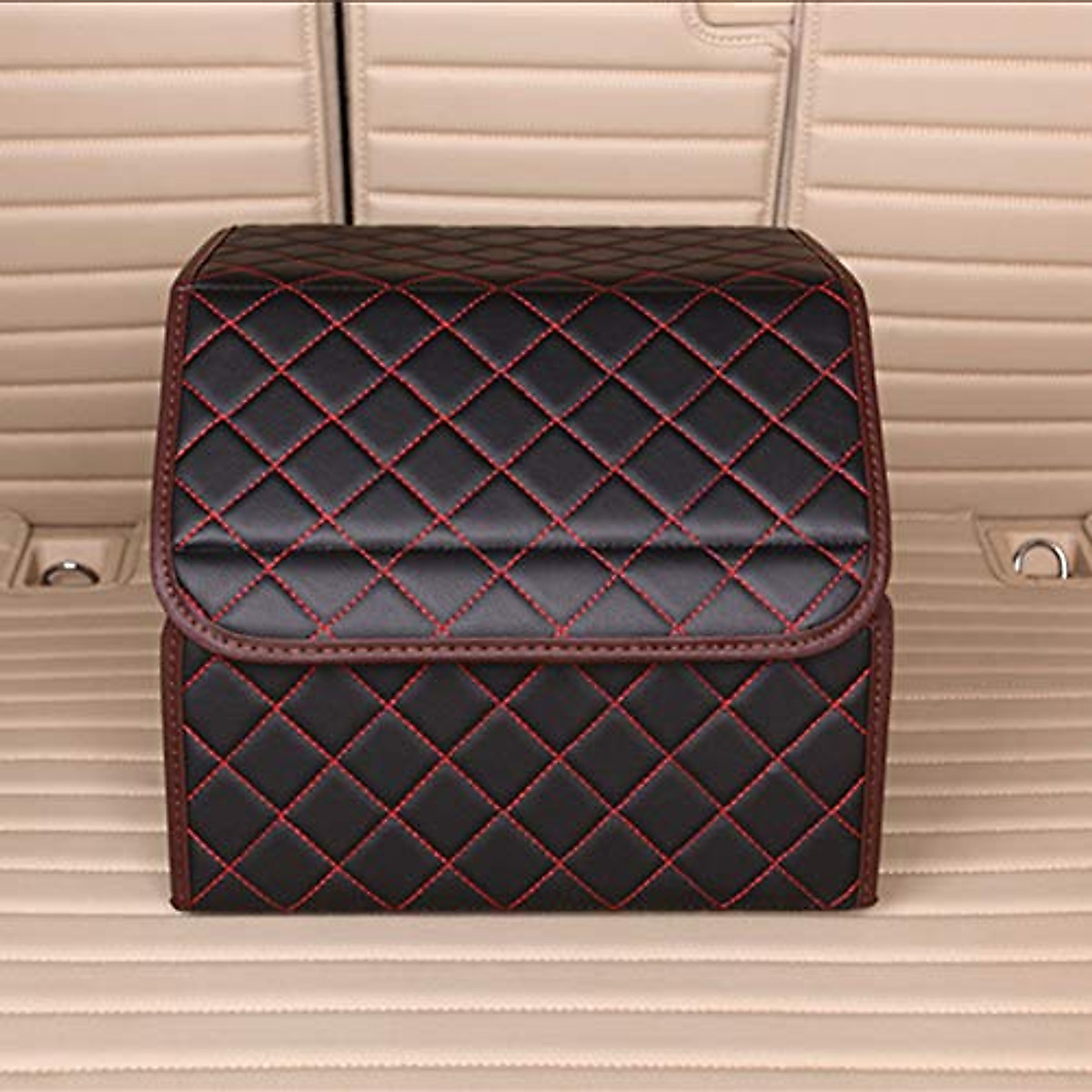 Yafeco Multipurpose collapsible Car Trunk Storage Organizer with Lid - Portable Car Storage Box Bin SUV Van Cargo Carrier Caddy for Shopping Camping Picnic Home Garage