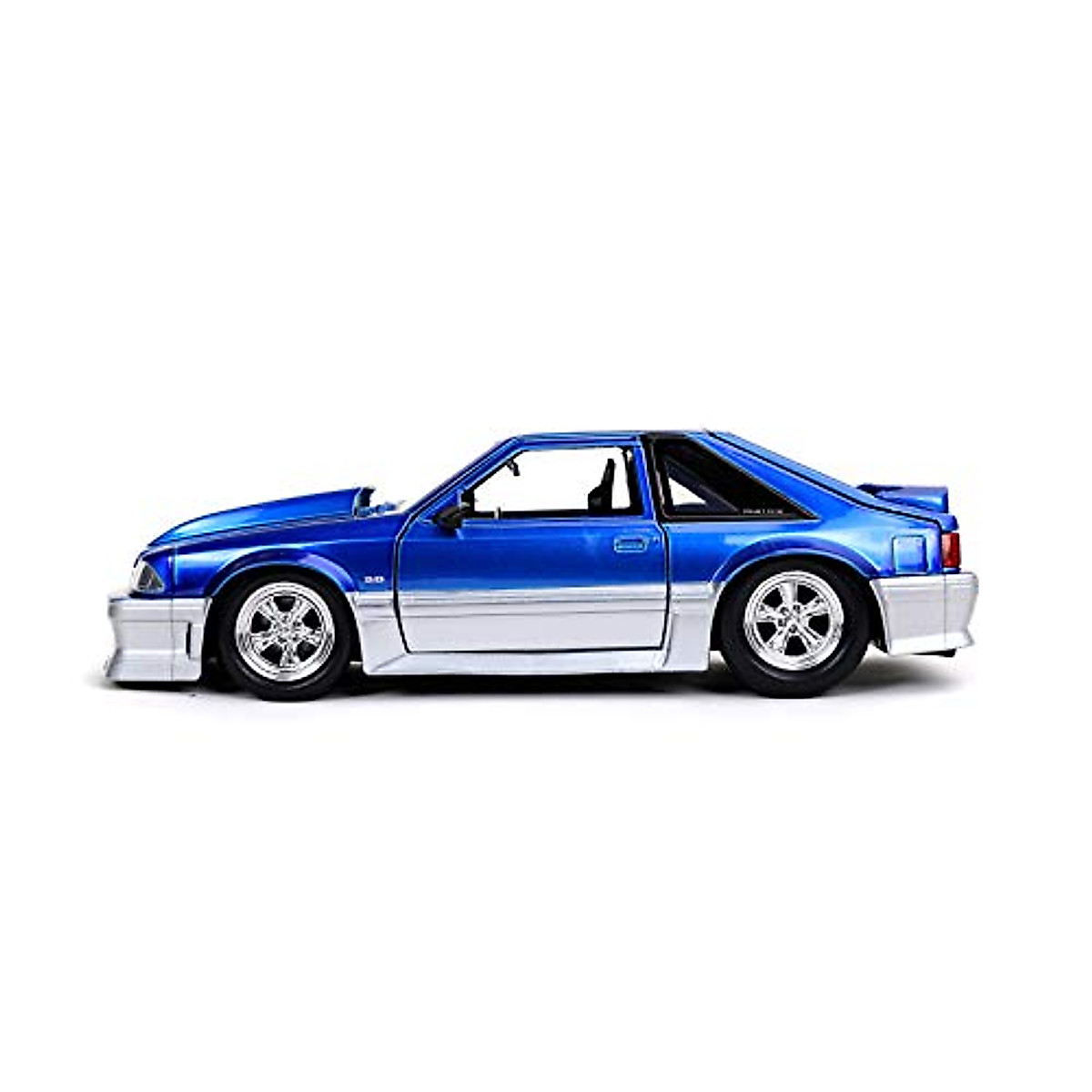 Jada Toys Bigtime Muscle 1:24 1989 Ford Mustang GT Die-cast Car Blue Silver, Toys for Kids and Adults