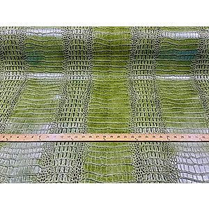 New Creations Fabric & Foam Inc, 53/54" Wide Gator Fake Leather Upholstery, 3-D Crocodile Skin Texture Faux Leather PVC Vinyl Fabric (Sage, 1 Yard)