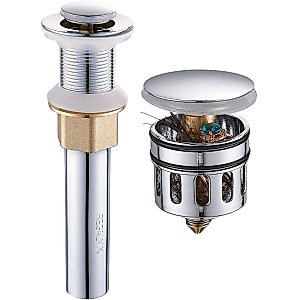 REGALMIX Pop Up Drain, Bathroom Faucet Vessel Vanity Sink Drain Stopper, Built-In Anti-Clogging Strainer, Polished Chrome without Overflow,Fits Standard American Drain Hole(1-1/2" to 1-3/4") R085A-CP