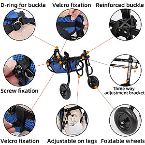 Dog Wheelchair for Back Legs(M), Adjustable Pets Cart with Wheels for Back Legs, Assist Small Pets with Paralyzed Disabled Hind Limbs to Recover Mobility, Dog Wheel Chair for Small Breed(12.1-22 LBS)